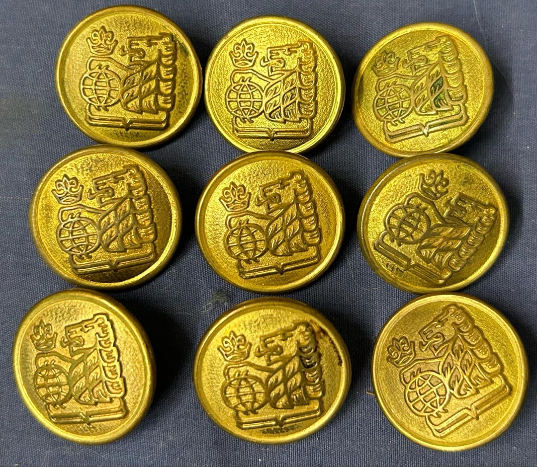 UNIFORM BUTTONS Royal Bank 9 Button Lot for Suit Coat Jacket Security ...