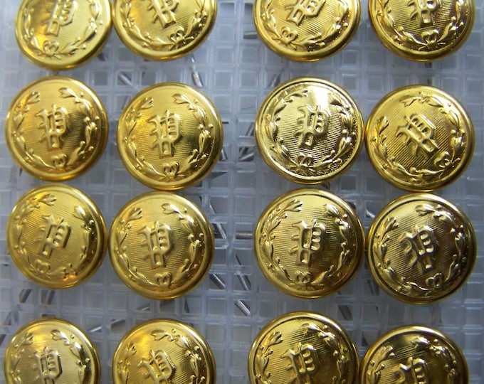 16 Buttons CAP Hat Chinstrap Yellow Gold Tone Steel - Letter P ...