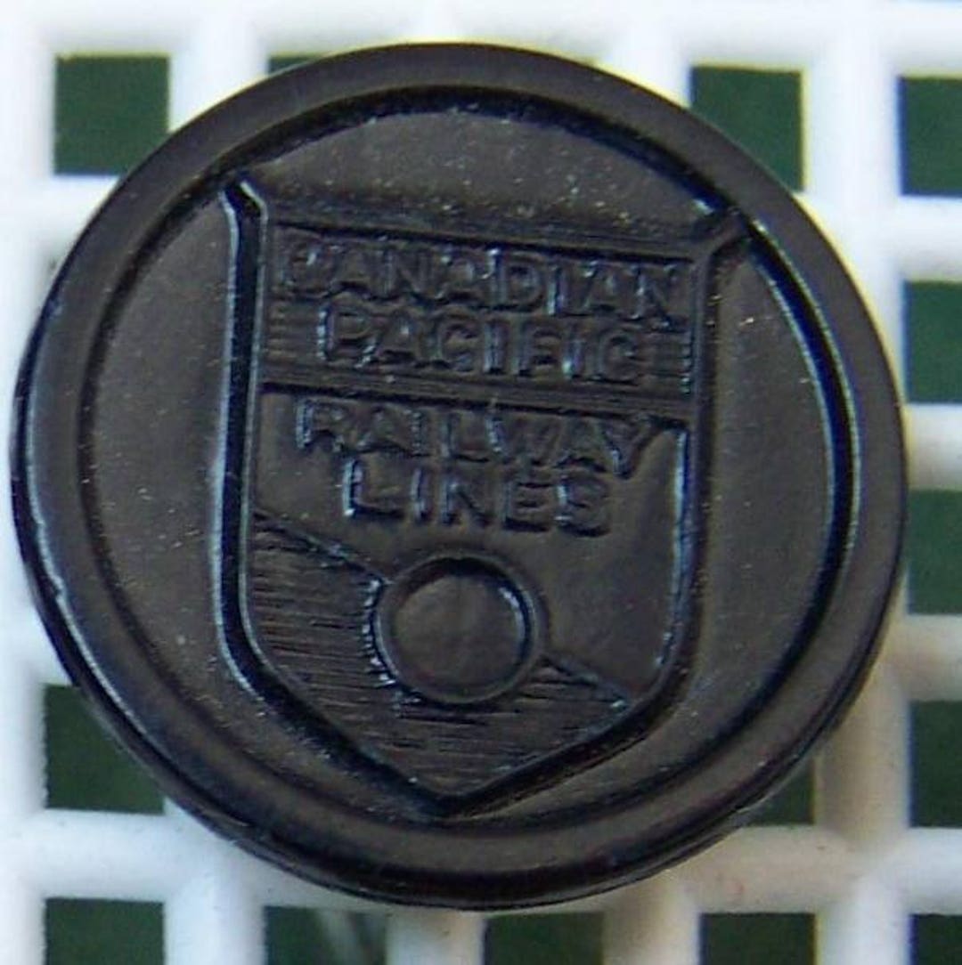 Canadian Pacific Railway Button Railroad Lines Early Black Collar Cuff ...