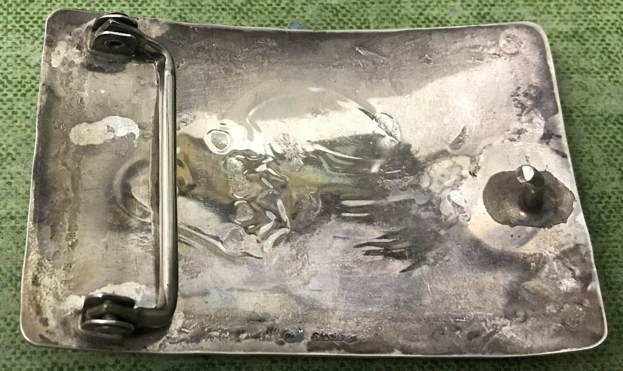 Carl Begay Belt Buckle Sterling Silver and Turquoise Chip Navajo Bear ...