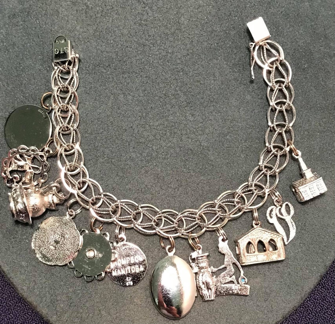 CHARM BRACELET Sterling Silver 1960s/70s Virgo With 12 Charms 925 ...