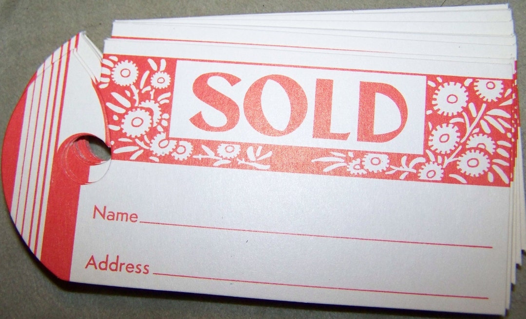 SOLD Tags - WHOLESALE - Pkg of 100 - Vintage - Stylized Floral Pattern ...