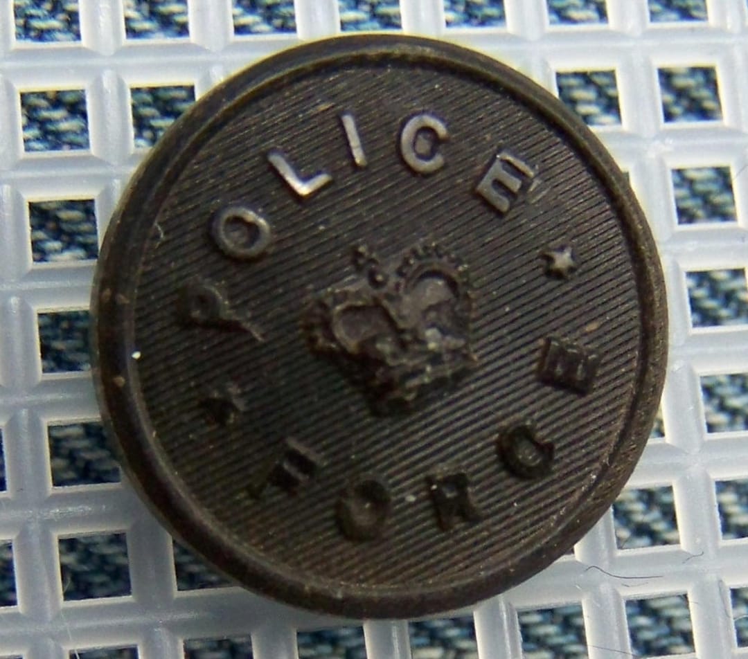 Police Force Button Gutta Percha - Queen's CROWN - Black - Etsy