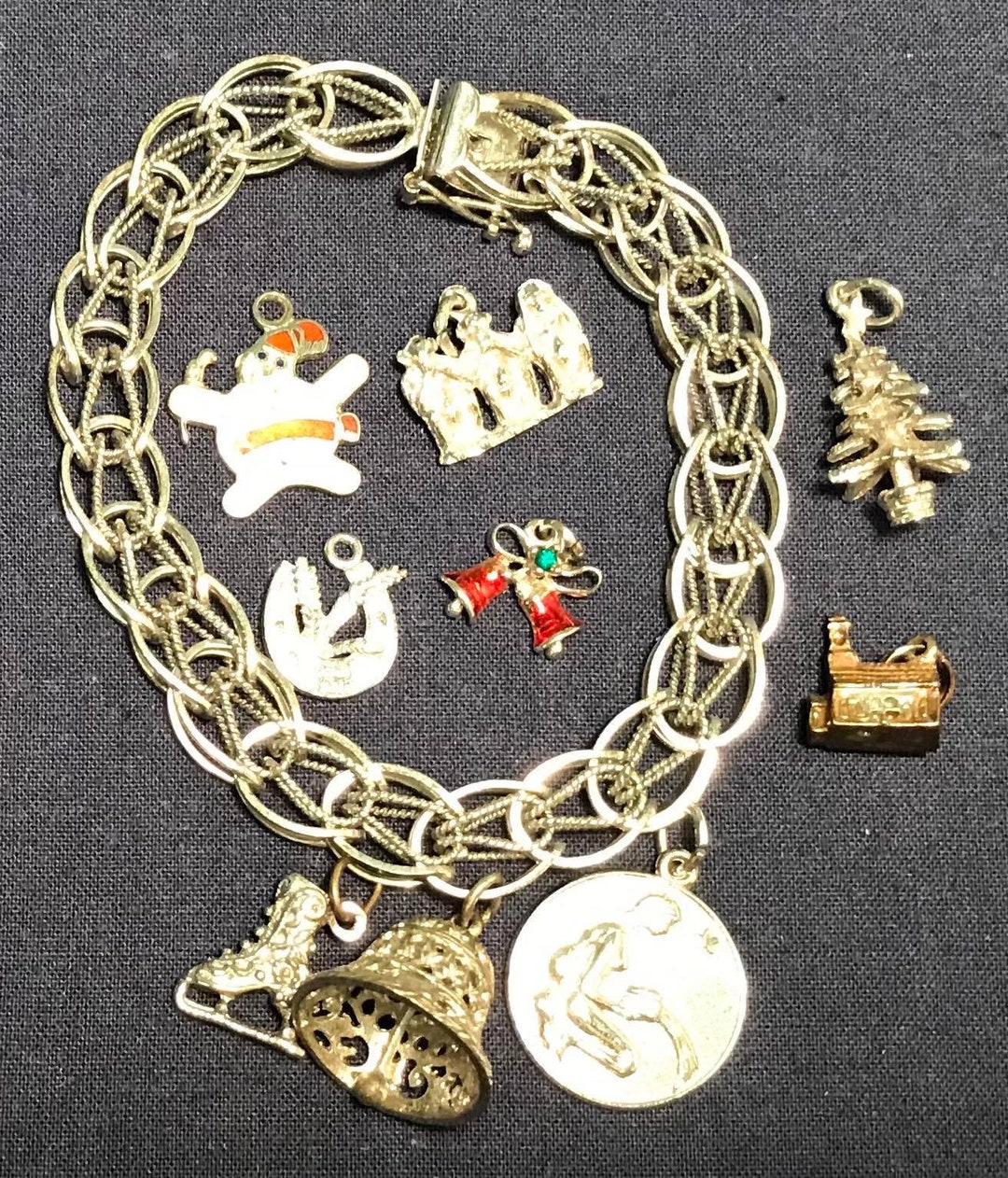 Charm Bracelet Sterling Silver 1960s/70s 6 LOOSE CHARMS + 3 925 Vintage ...