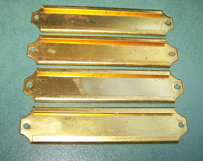 Name Plate Card Holders for Drawers Or? Lot of 4 Stamped Brass Plated ...
