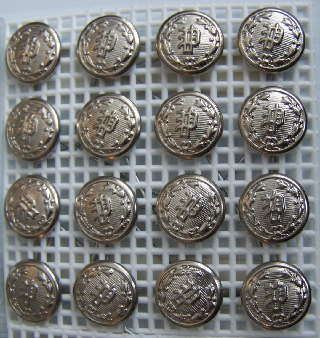 POLICE CAP BUTTONS 100 Silver Tone Steel - Letter P - Generic Uniform ...