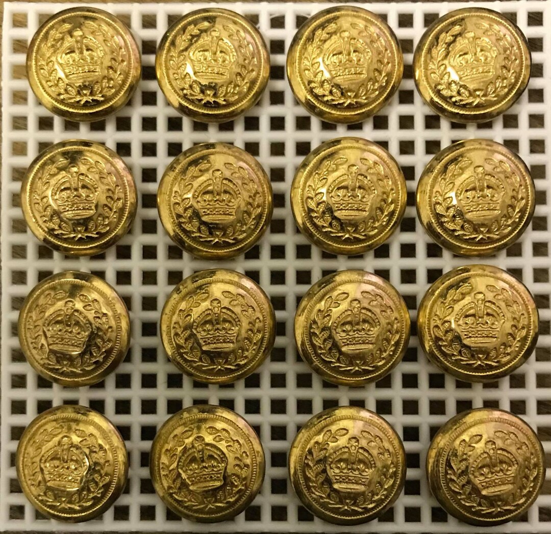 POLICE Buttons 16 Gold Tone - Vintage Impressed CROWN Cuff Collar ...