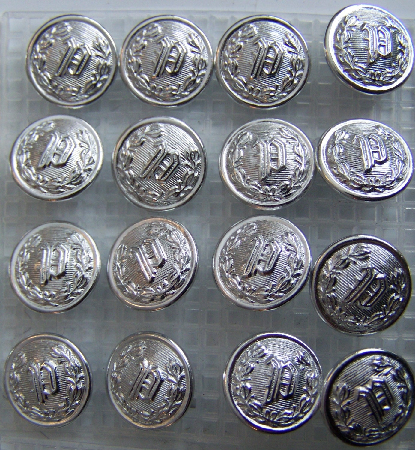 POLICE Buttons Cuff Collar 16 Silver Tone Letter P Generic Uniform ...