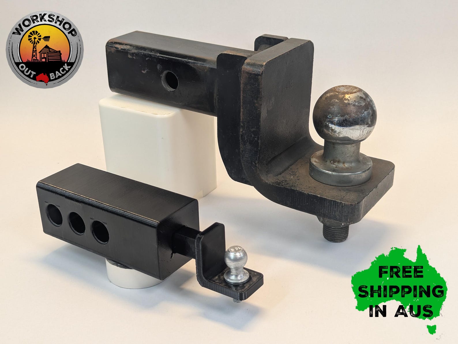 Titchy Hitch - Tiny Tow Ball for 2" Trailer Mount. Flexy Shin Protector ...