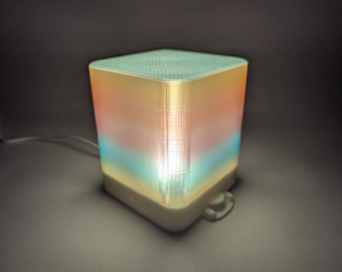 Rainbow Gradient USB Cube Nightlight. Unique Rainbow Waves. Warm White ...