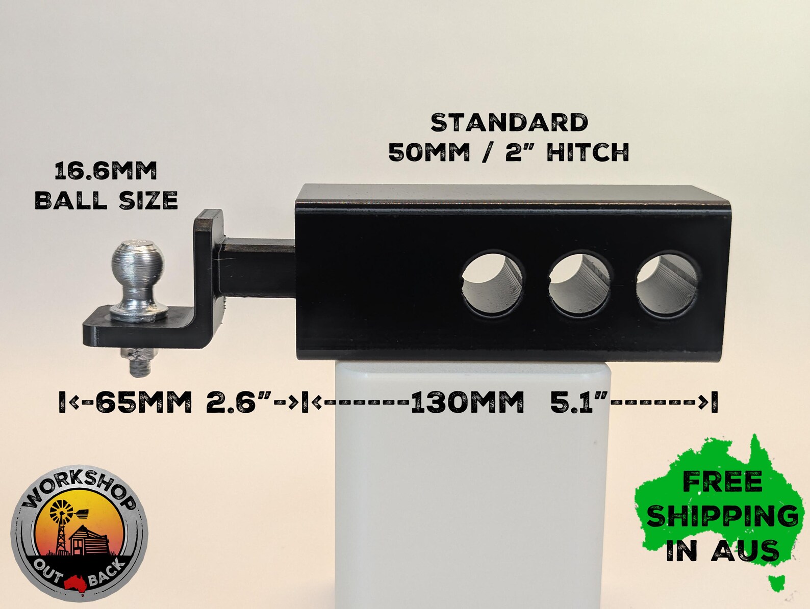 Titchy Hitch - Tiny Tow Ball for 2" Trailer Mount. Flexy Shin Protector ...