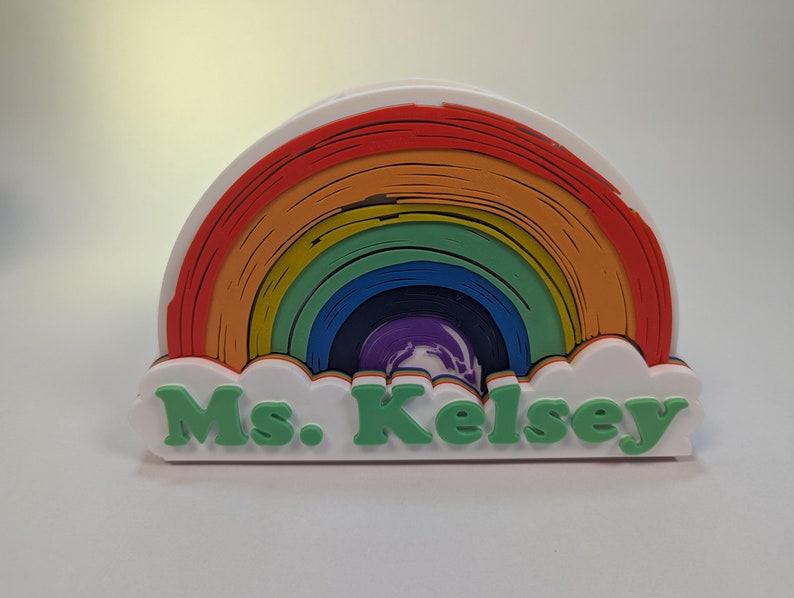 Customised Rainbow Desk Caddy With Clouds. Three Compartments With ...