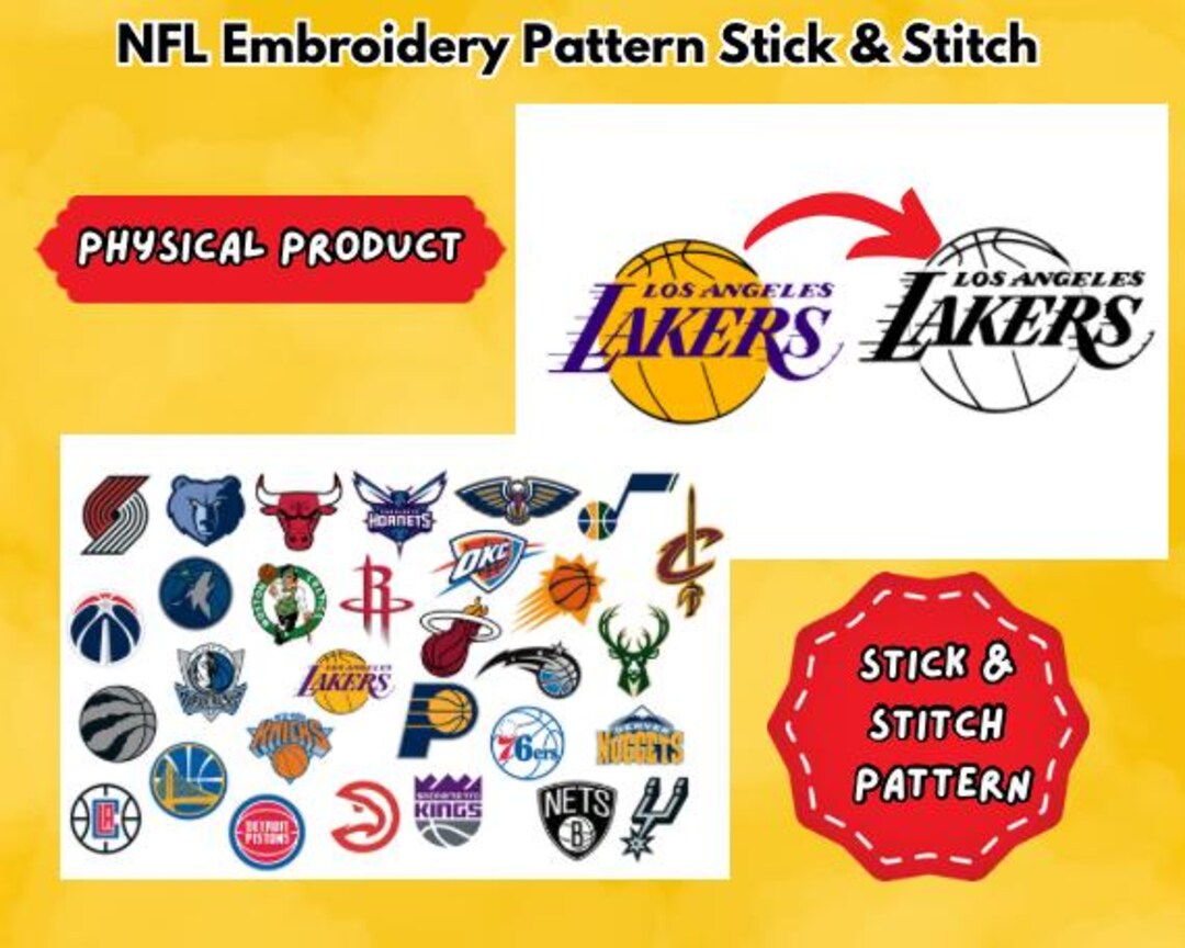 NBA Team Logo Stick and Stitch Embroidery, Stick and Stitch Pattern ...