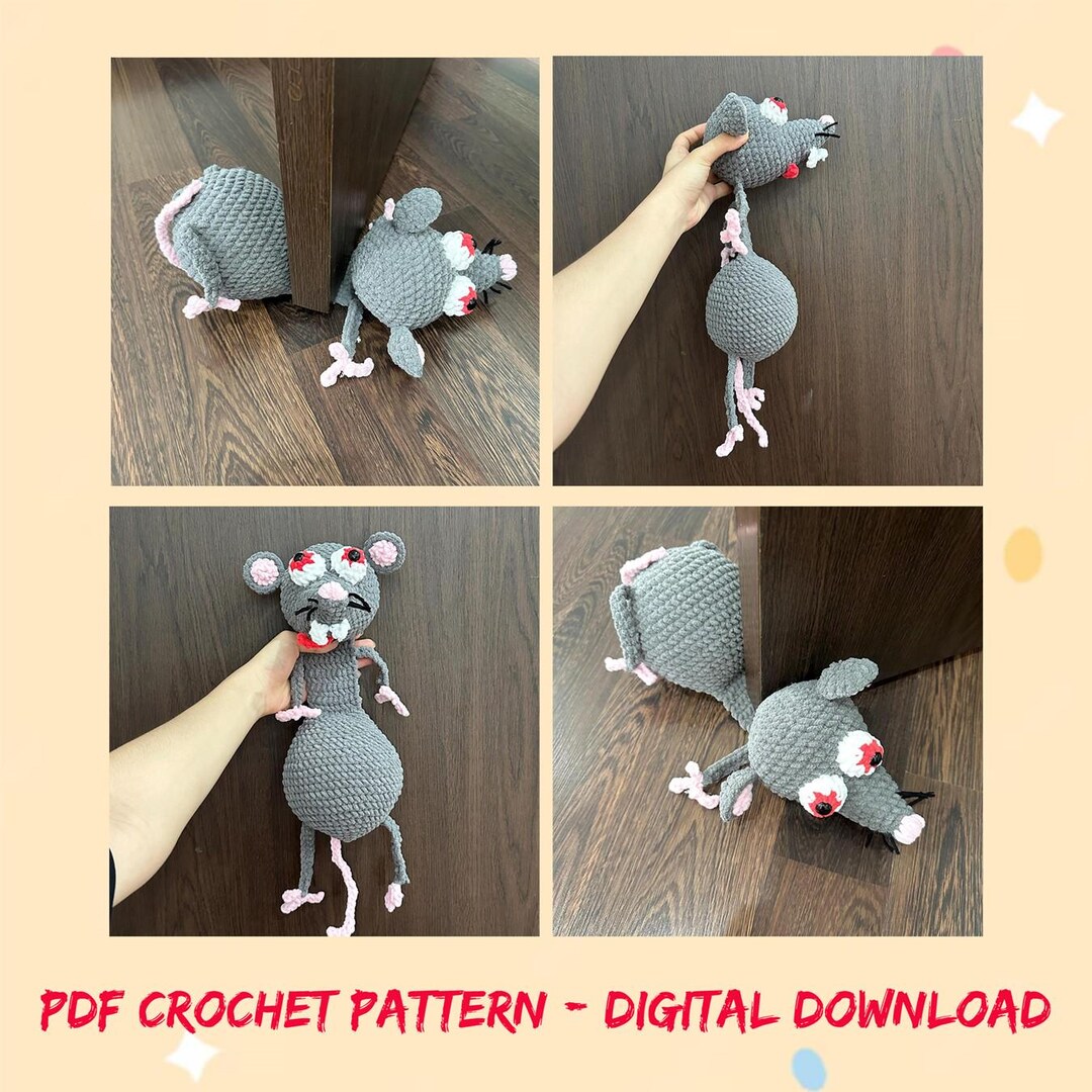 Rat Door Stop Crochet Pattern, Easy Crochet Rat Amigurumi, Door Stopper ...