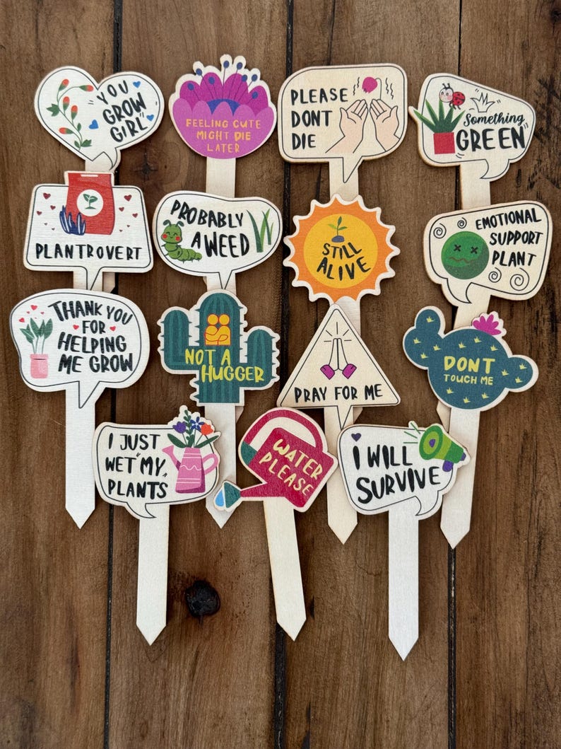 Cute Wooden Garden Stakes - Etsy