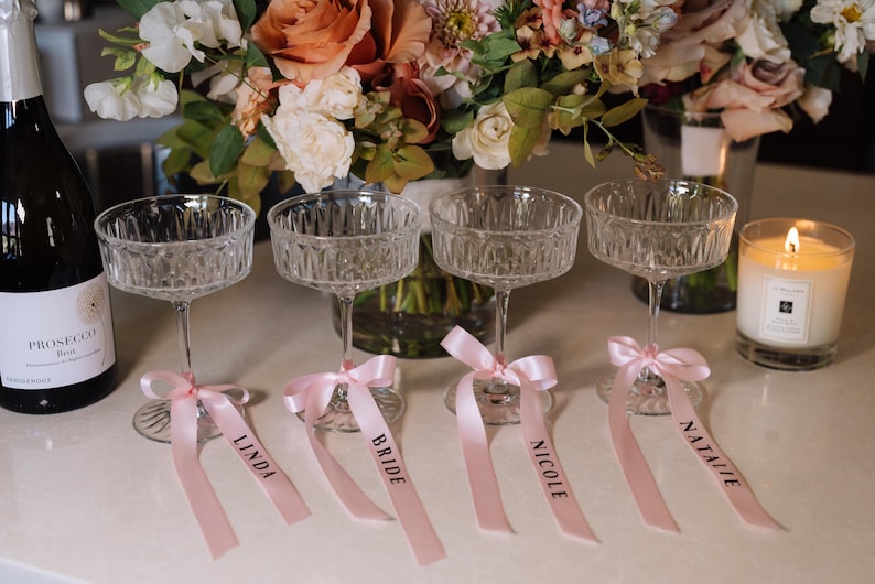 Coupe Glasses & Personalized Bows/ribbons - Etsy