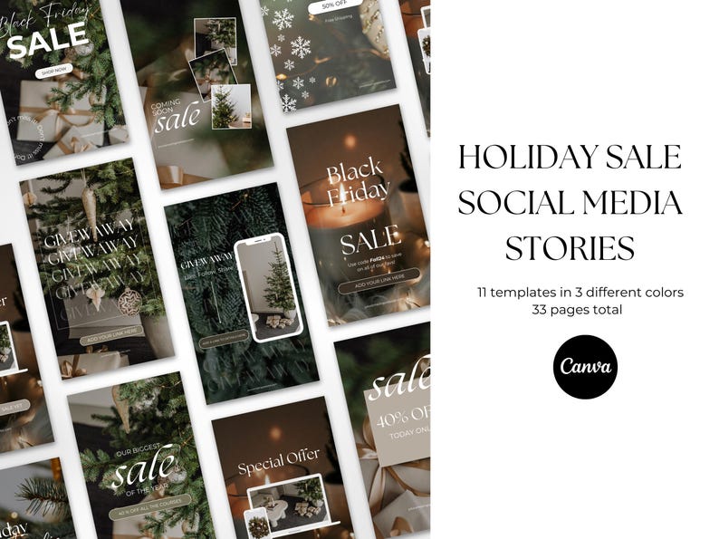 Holiday Sale Social Media Templates, Christmas Template, Canva ...