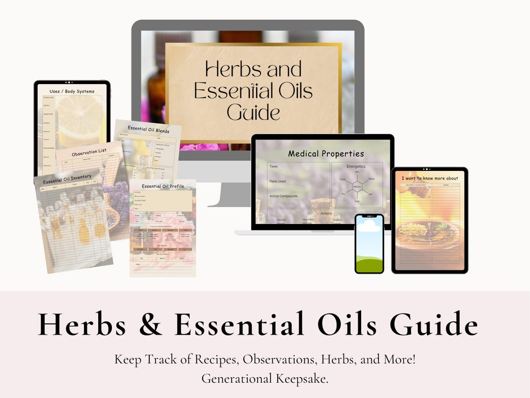 Herbs and Essential Oils Guide Template for Canva | Editable Healing ...