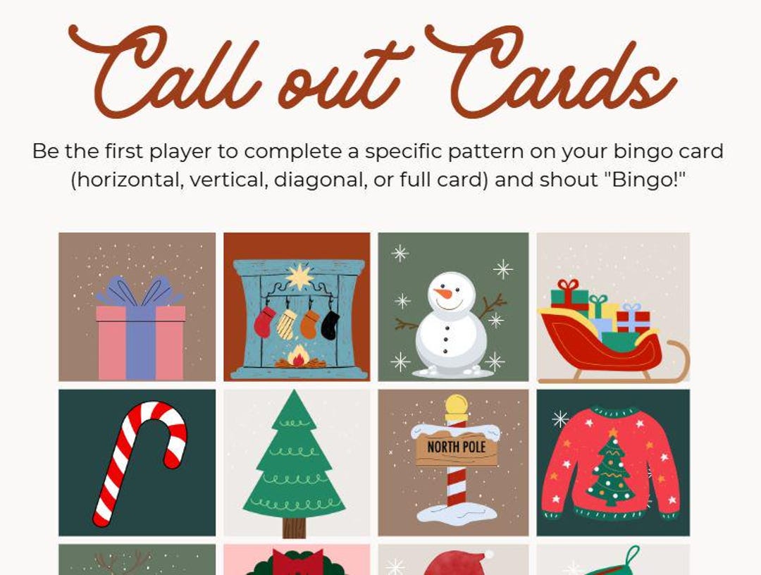 Christmas Bingo - Call Out Cards and 10 Sheets! - Etsy