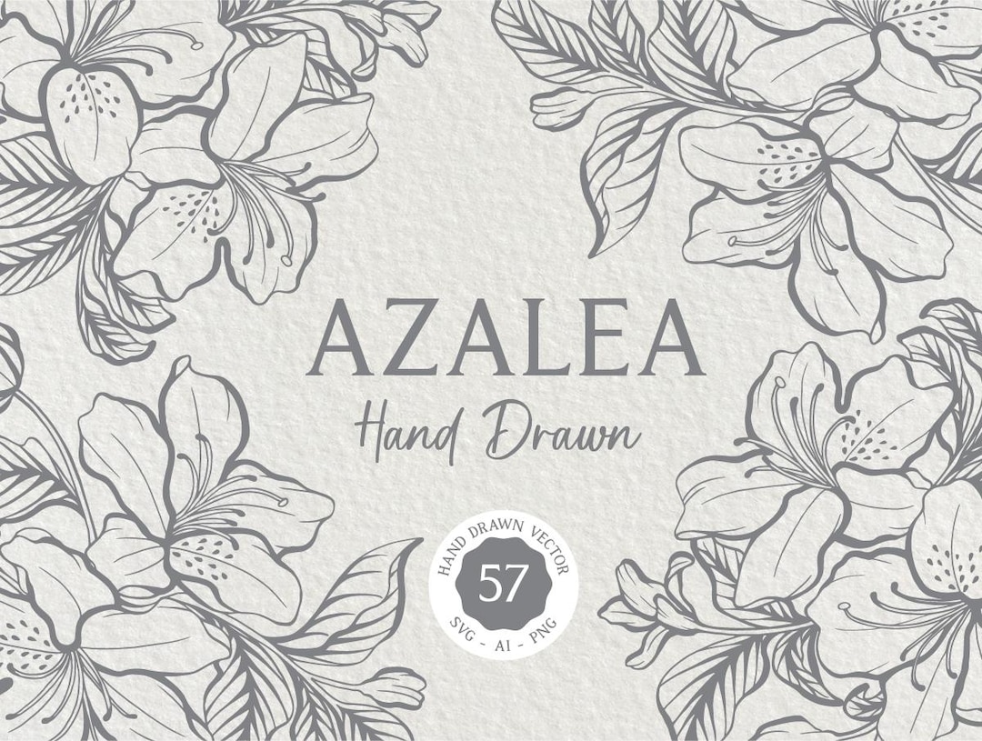 Azalea Hand Drawn Element, a Graphic Clipart Included a Wreath ...
