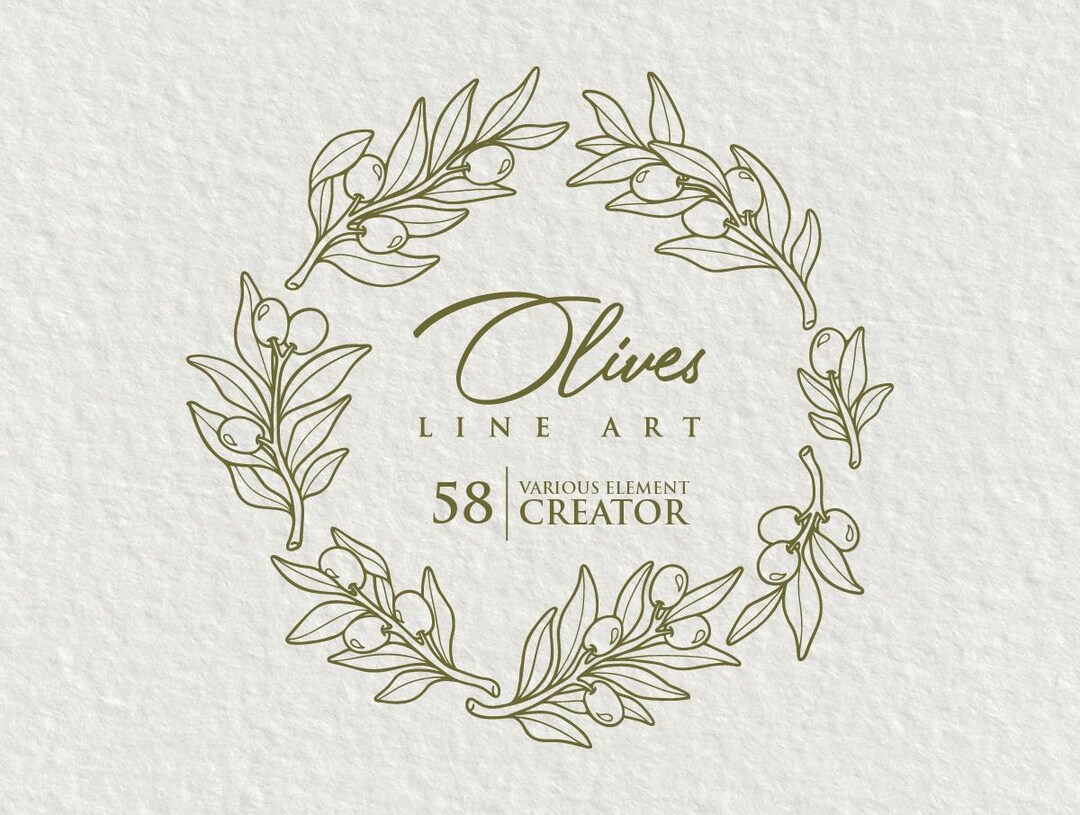 Olive Branch Line Art Creator, Botanical Vector Design Related to ...