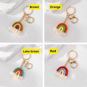 Brown Rainbow Macrame Keychain With Gold Ring for Keys or Bags - Etsy