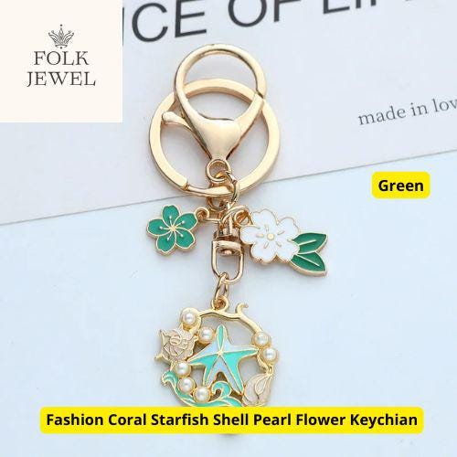 Purple Floral Keychain With Pearls - Elegant Gold Charm for Bags or ...
