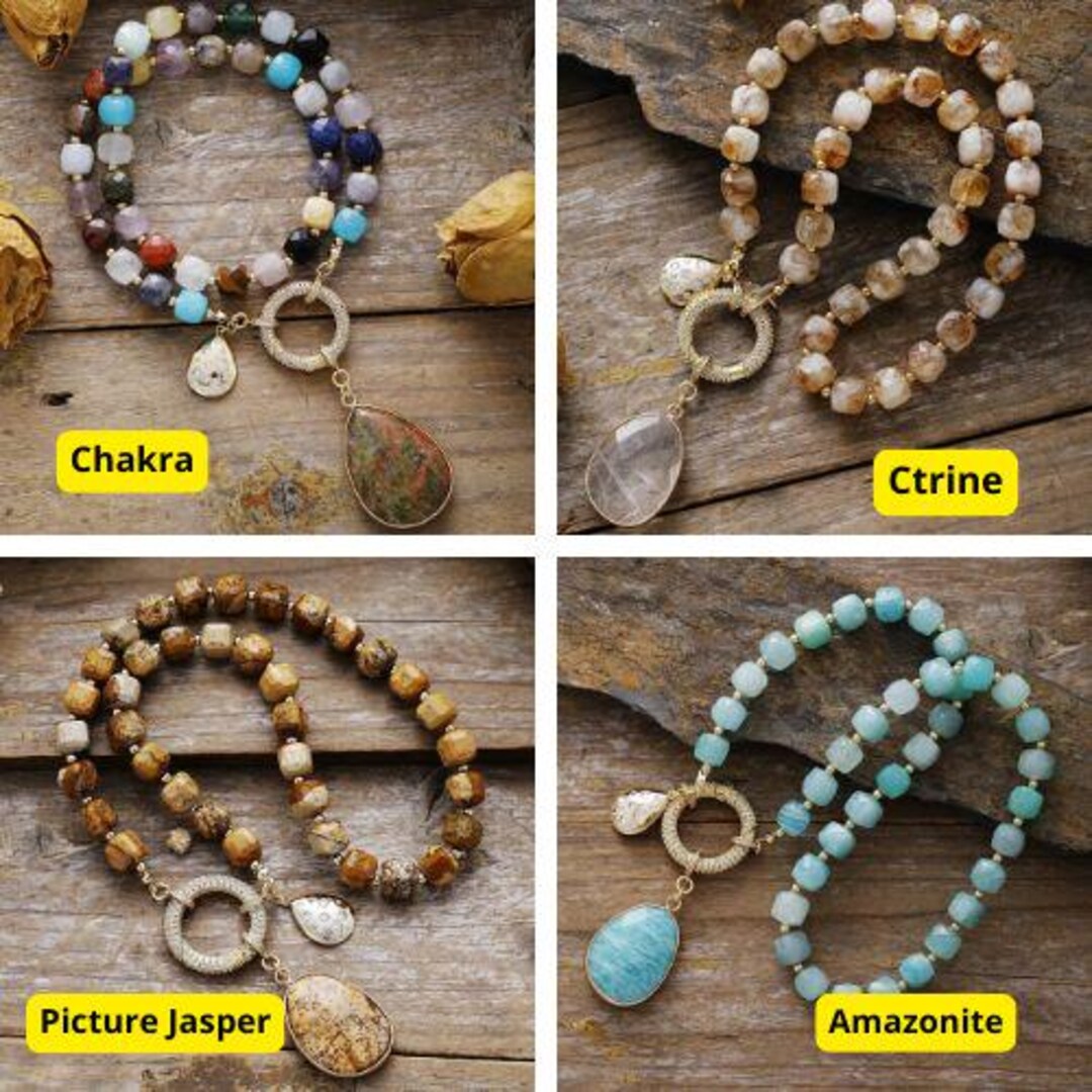 Colorful Gemstone Bracelet, Gold Pendant Wrap Bracelet, Multicolor ...