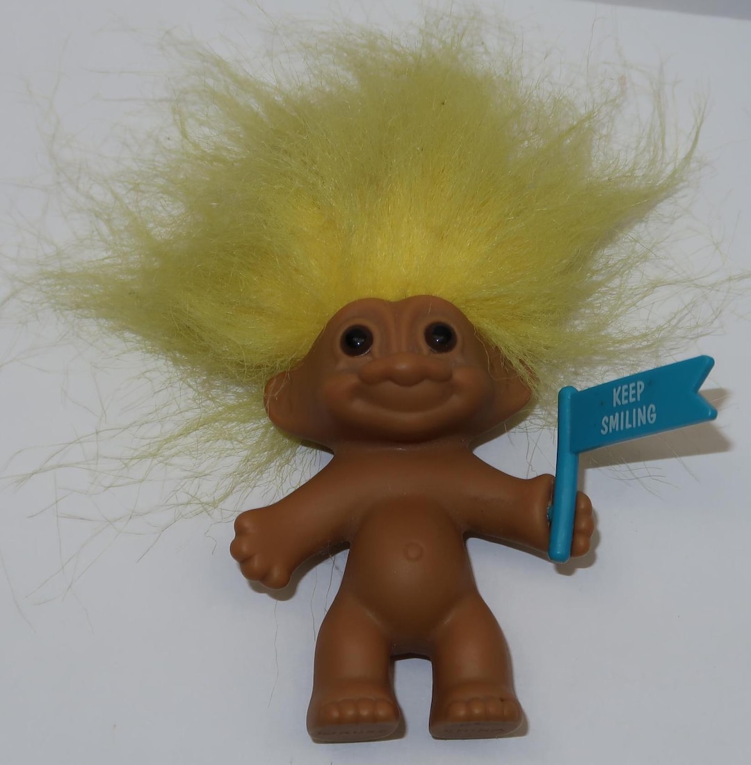 Vtg Russ Lemon Yellow Hair Troll Doll "keep Smiling" - Etsy