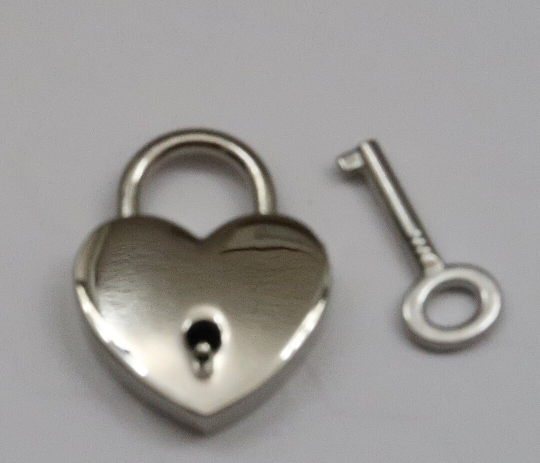 Vintage Small Silver Tone Heart 1 Inch Lock With Key for Your Diary or ...