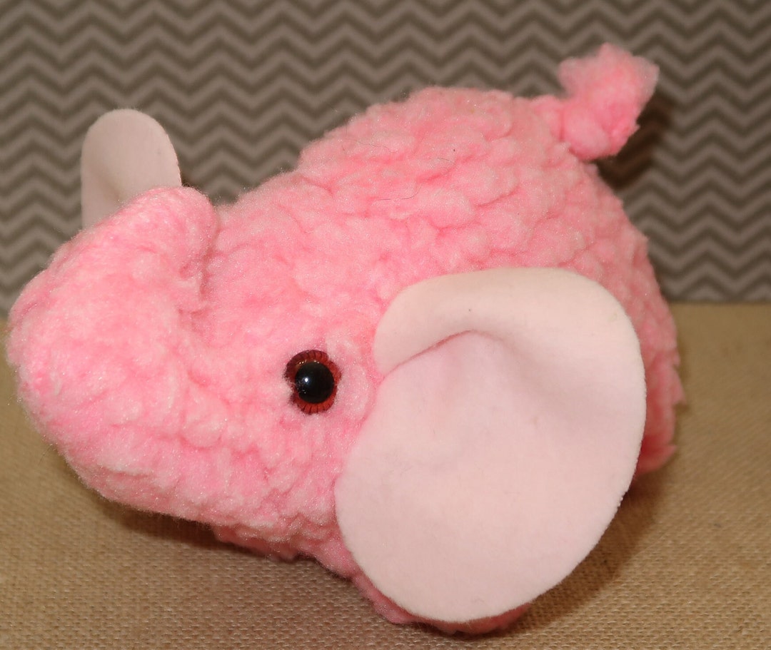 1971 Pink Elephant Beani-hopper Bean Bag Toy by Dollcraft New York With ...