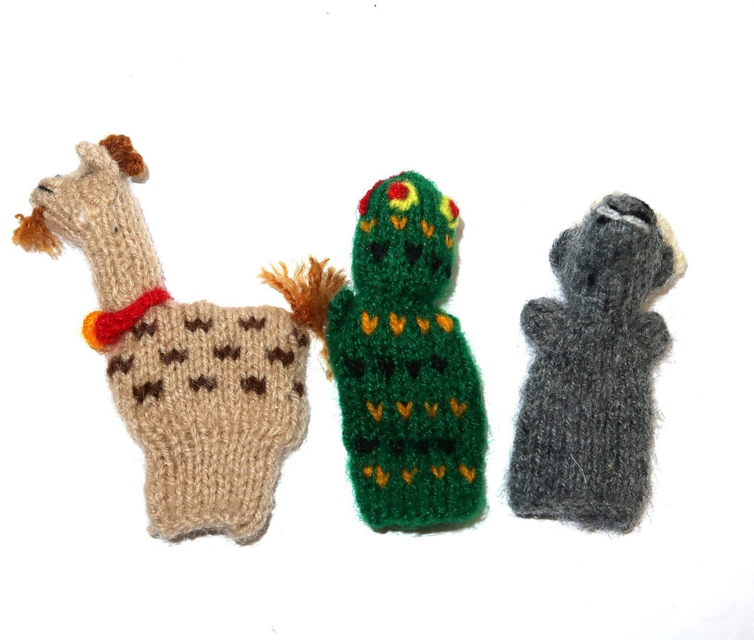 3 Vintage Tiny Knit Finger Puppets - Etsy