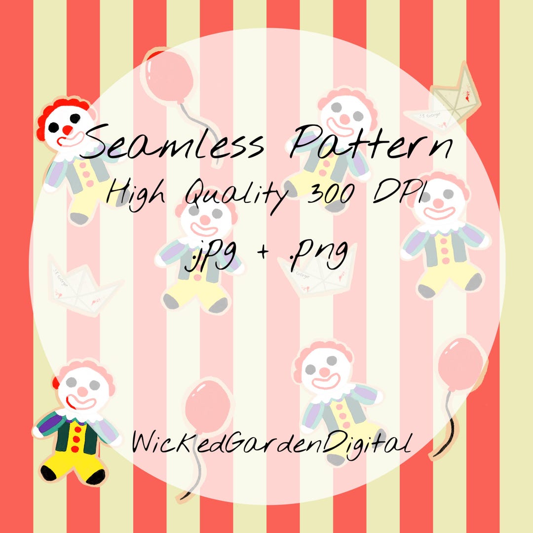 Seamless Clown Design, Seamless Clown Pattern, Repeating Clown Design ...