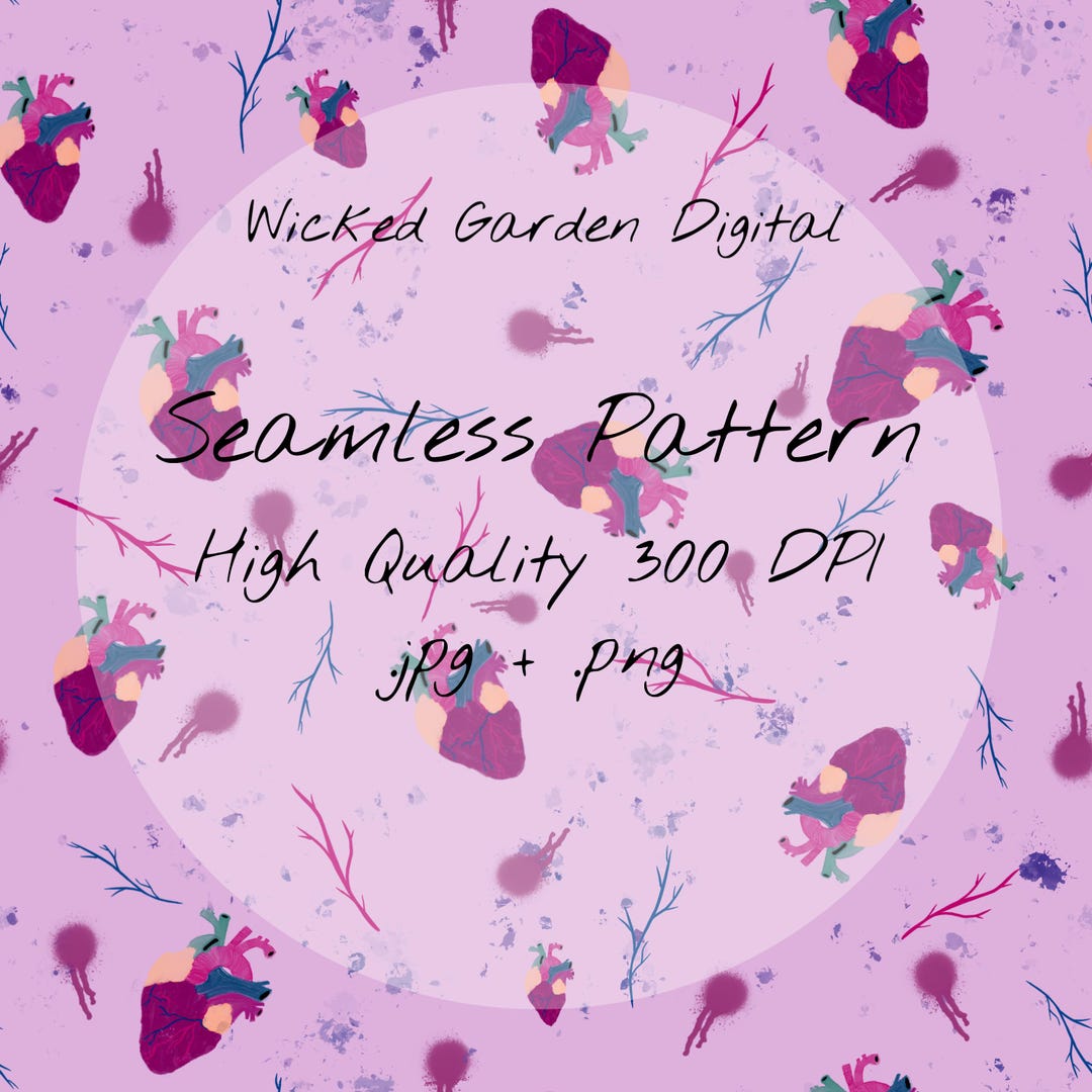 Seamless Anatomical Heart Pattern, Anatomical Heart Seamless Pattern ...