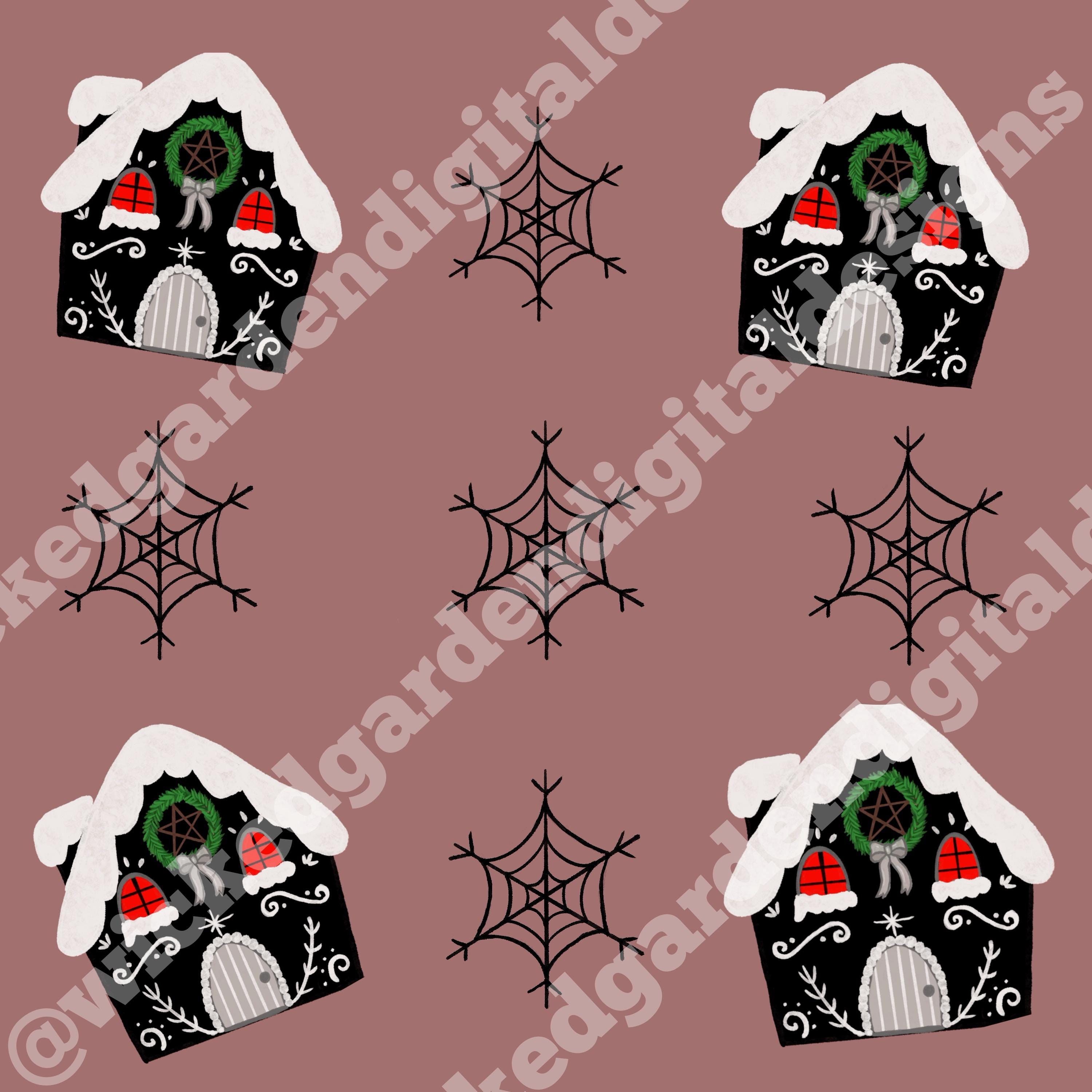 Seamless Gothic Gingerbread House Design, Gingerbread House Repeating ...