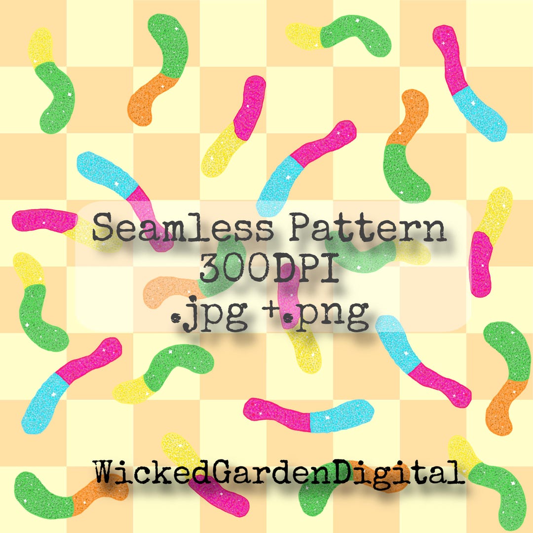 Gummy Worms Seamless Design, Gummy Worms Seamless Pattern, Seamless ...