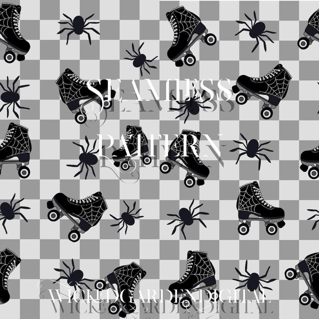 Seamless Gothic Skate Pattern, Seamless Skate Pattern, Gothic Roller ...