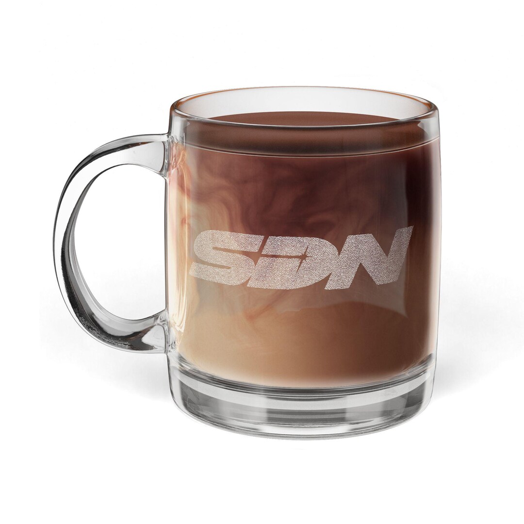 Dispatch Video Game SDN Engraved Logo Glass Coffee Mug | 12.25oz Clear Mug, Gaming Glass Coffee ...