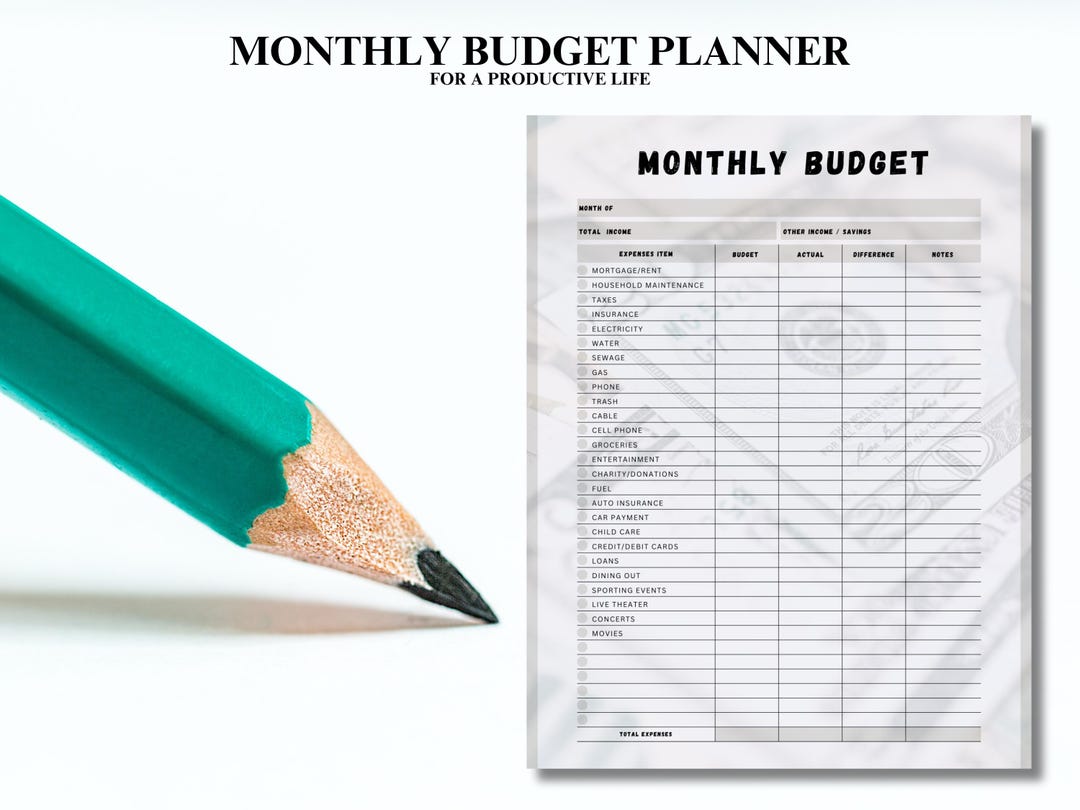 Monthly Budget Tracker, Spending Tracker, Expense Log, Purchase Log ...