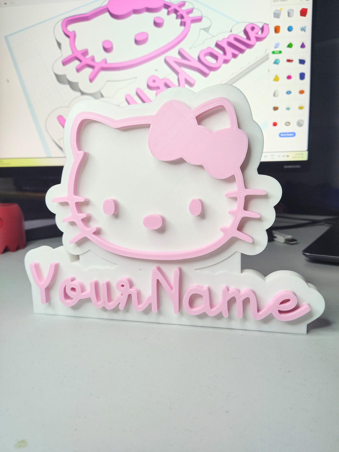 Custom Hello Kitty Name Plate | Personalized Hello Kitty Name Sign | 3D ...