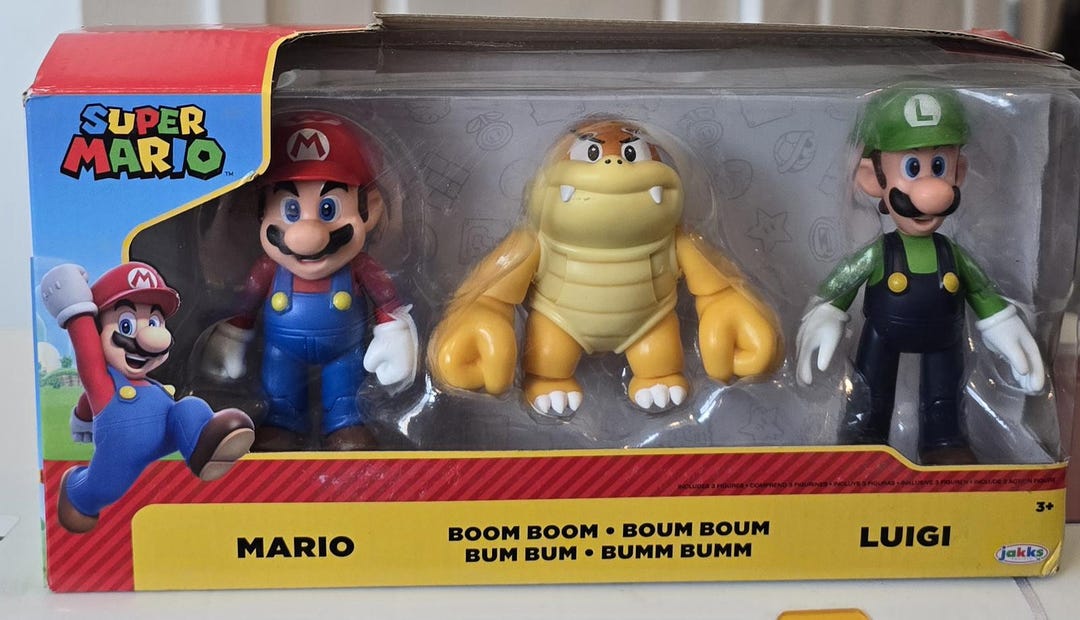 Super Mario Action Figures Set - Mario, Luigi & Boom Boom - Etsy