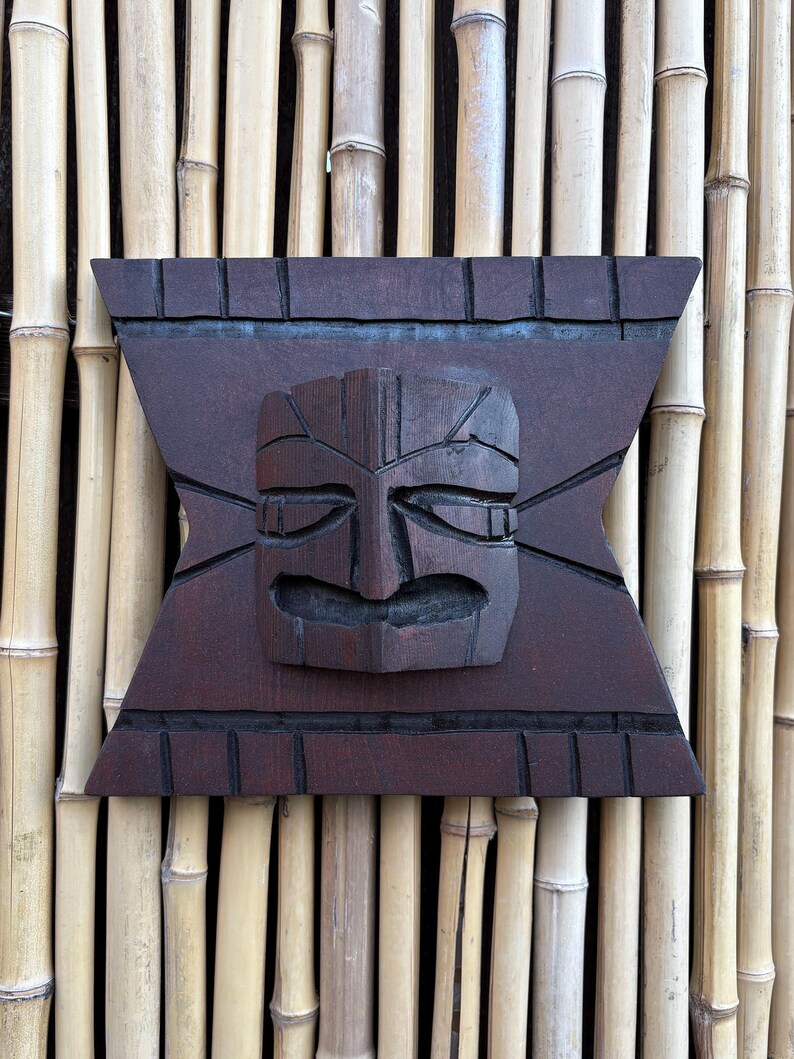 Carved Block Tiki on Carved Panel, Mysterious and Exotic - Tiki Bar ...