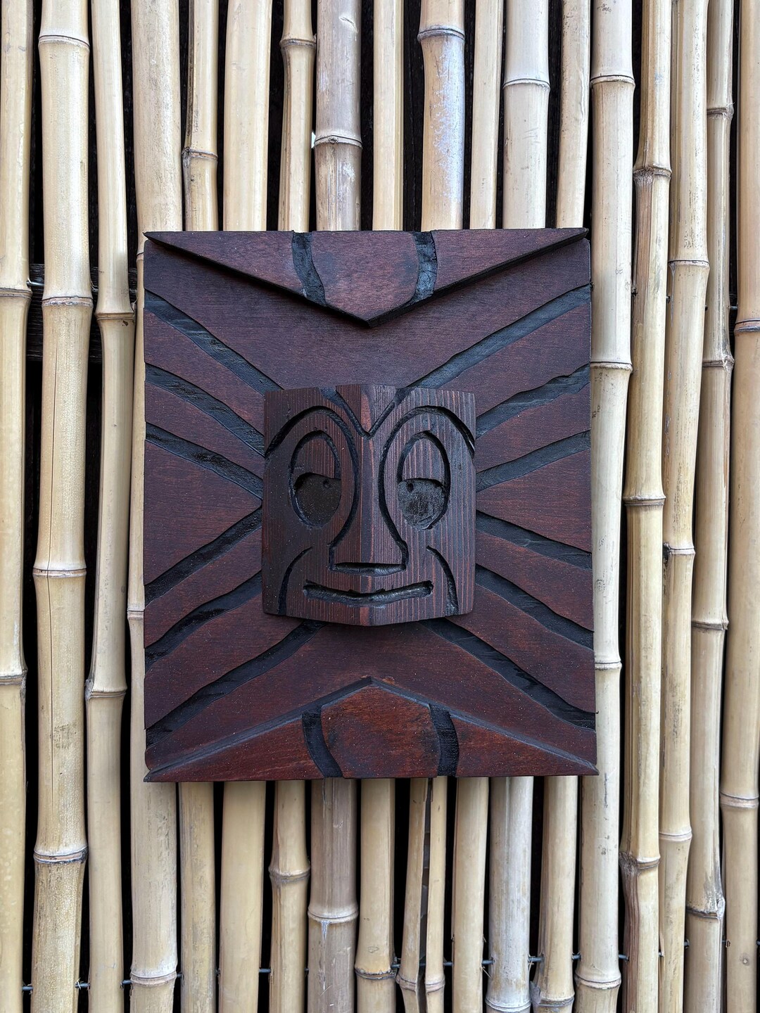 Carved Block Tiki on Carved Panel, Mysterious and Exotic Tiki Bar Decor ...