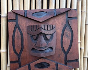 Carved Block Tiki on Carved Panel, Mysterious and Exotic Tiki Bar Decor ...