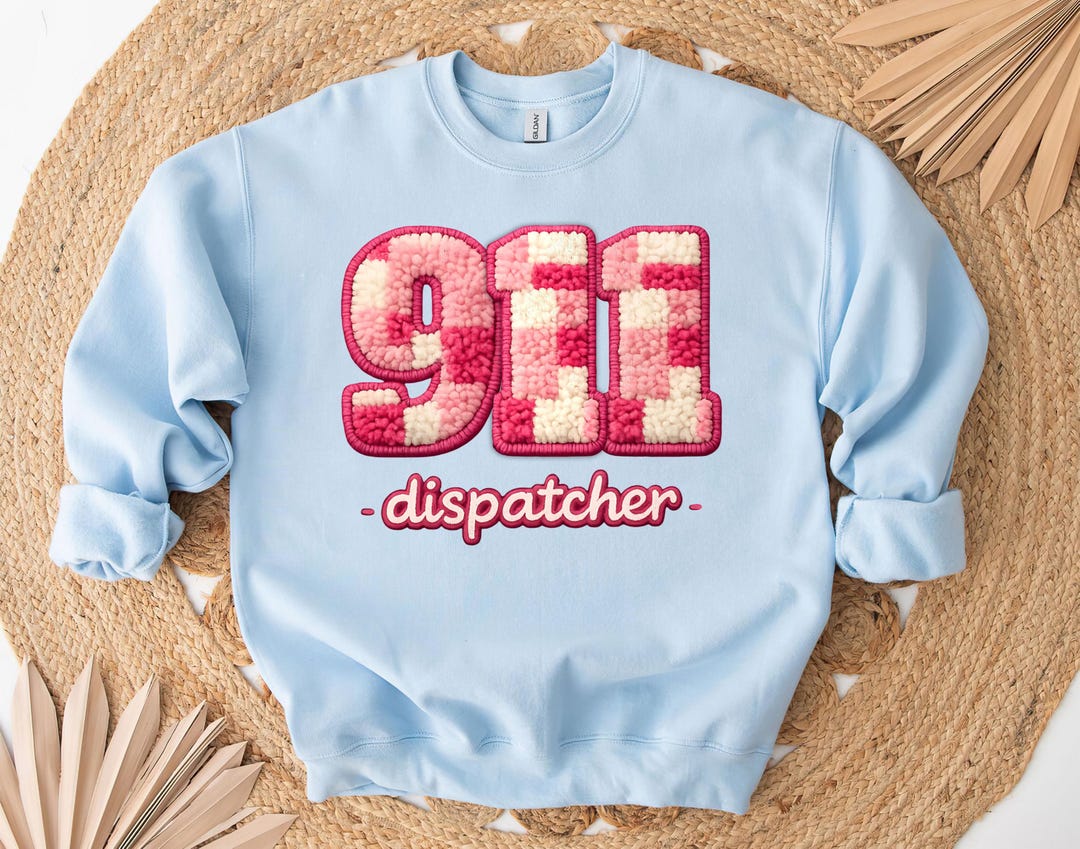 Custom 911 Dispatcher Faux Yarn Lettering Sweatshirt, Dispatch Job ...