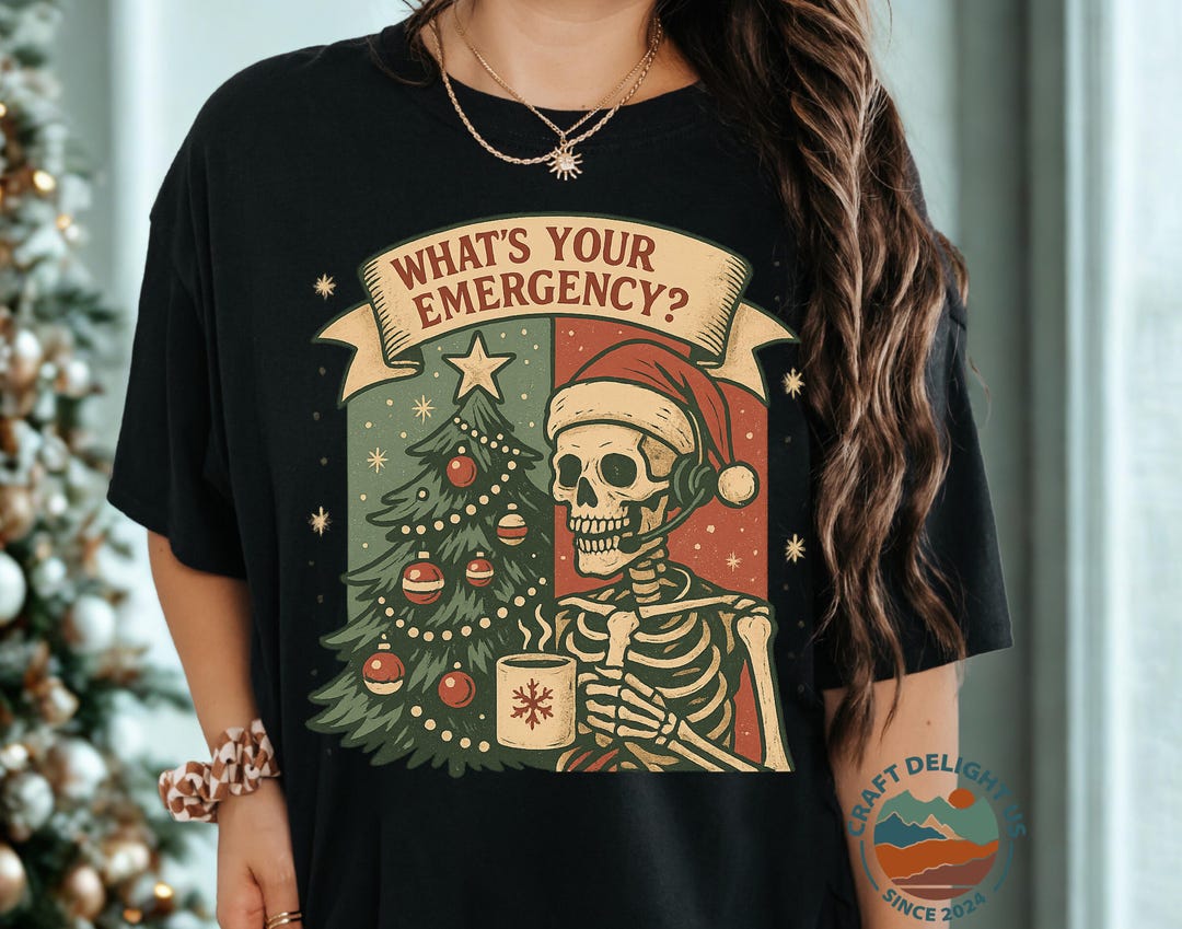 Christmas 911 Dispatch Retro Skeleton Shirt, What's Your Emergency ...