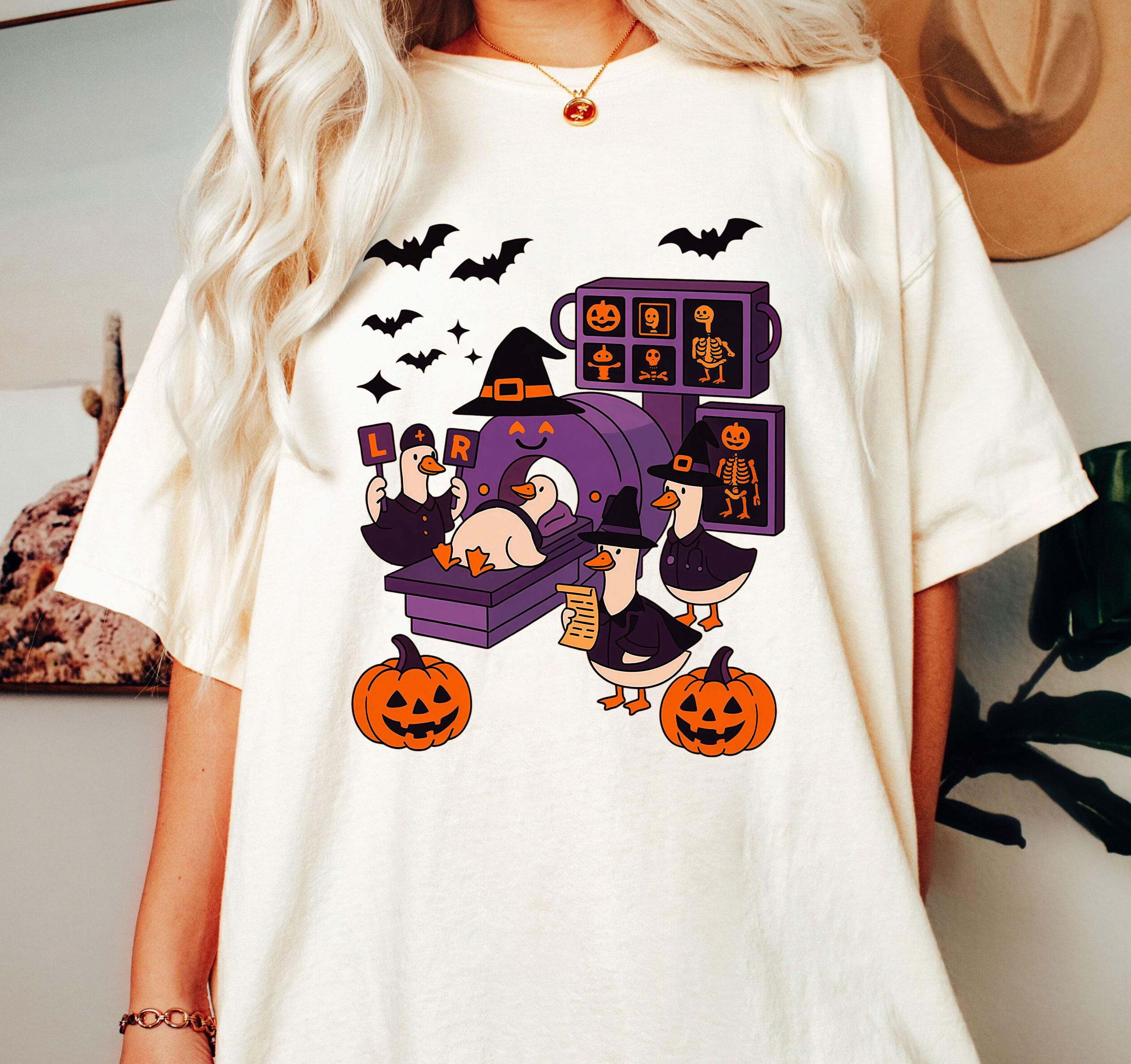 Radiology Shirt, Halloween Goose Mri Skeleton Pumpkin Graphic Tee ...
