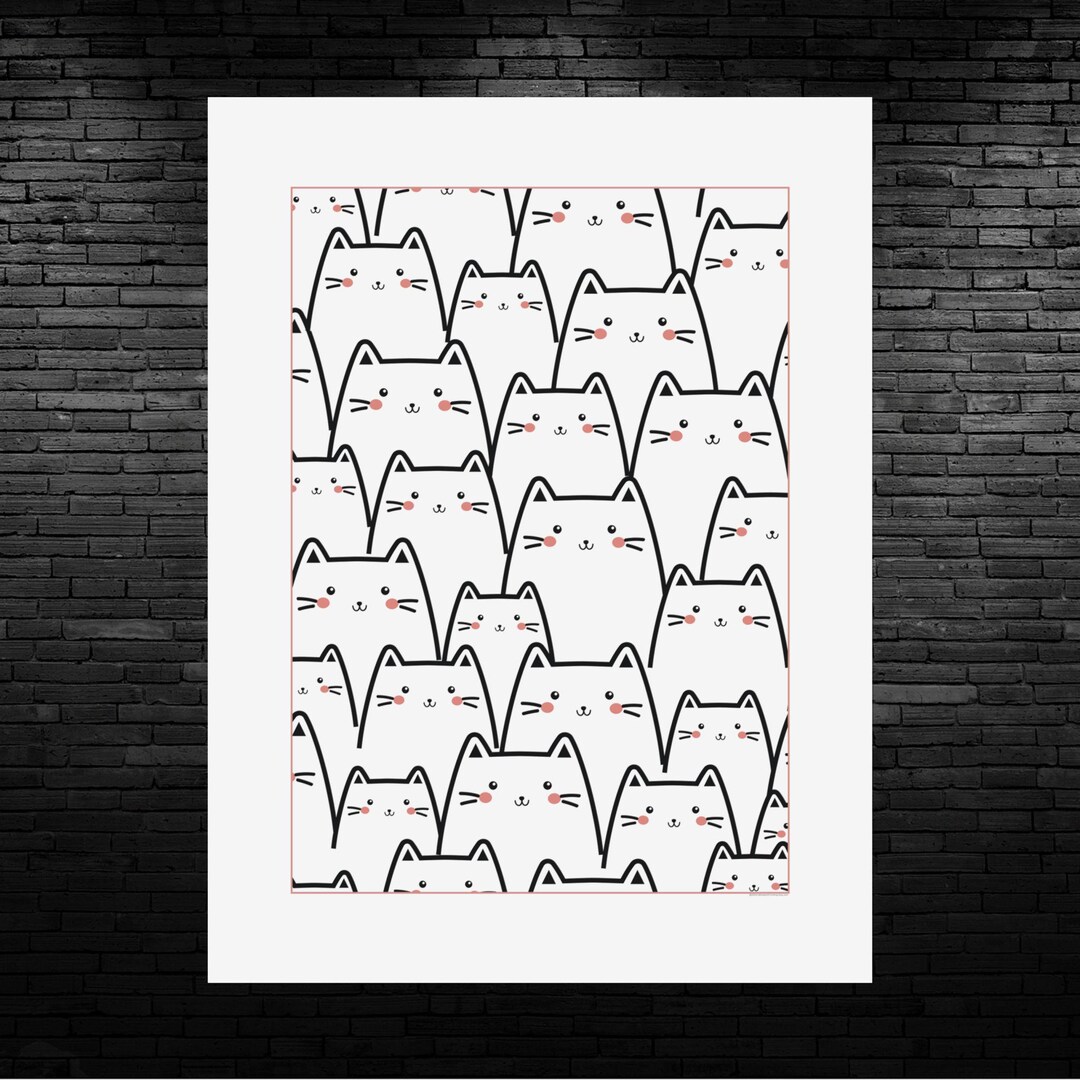 Cat Crowd Posters Unique Wall Art for Cat Lovers, Cat Poster Decor ...