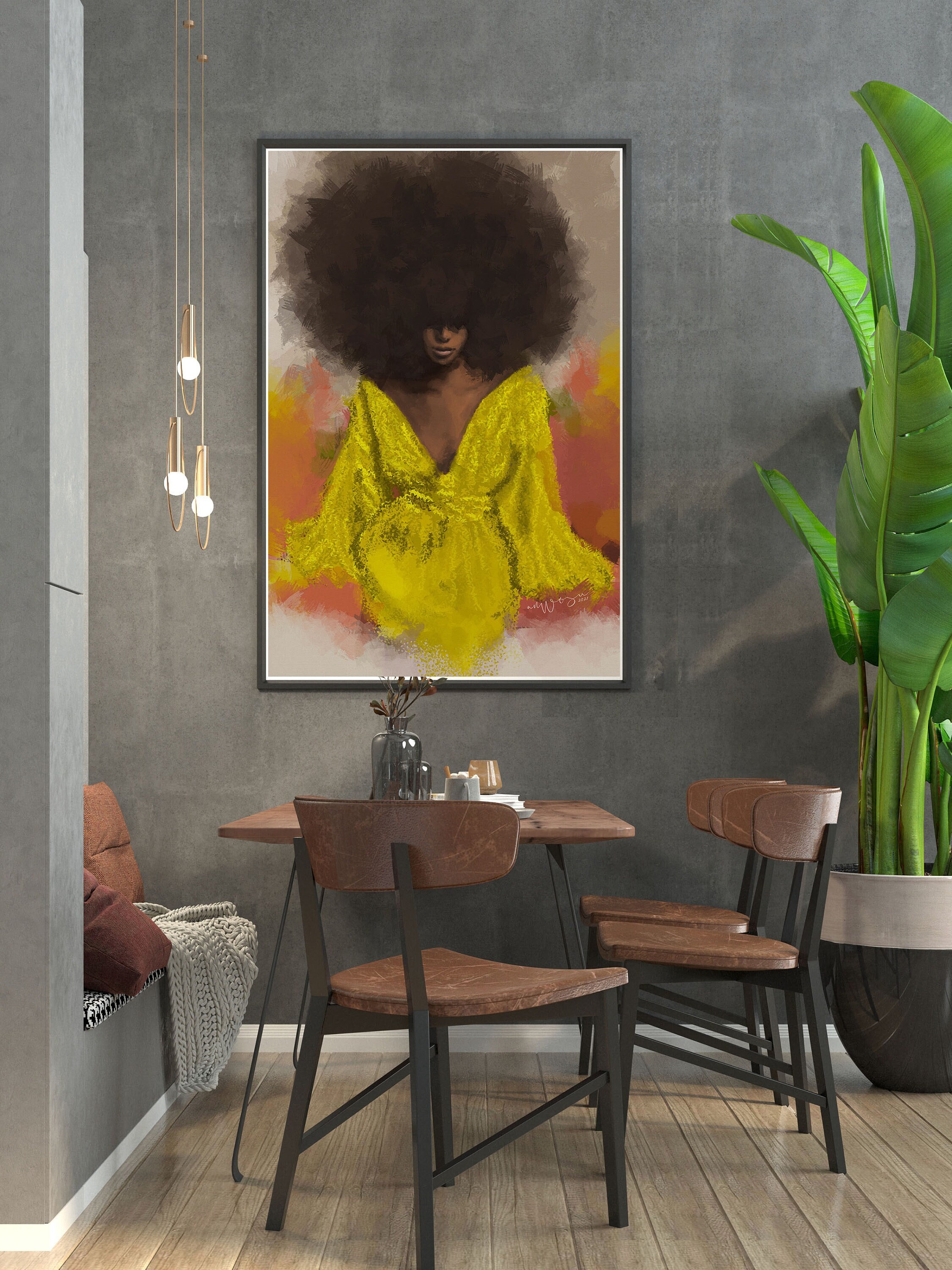 Black Woman Art Print: Afro Goddess, Vibrant Colors - Etsy