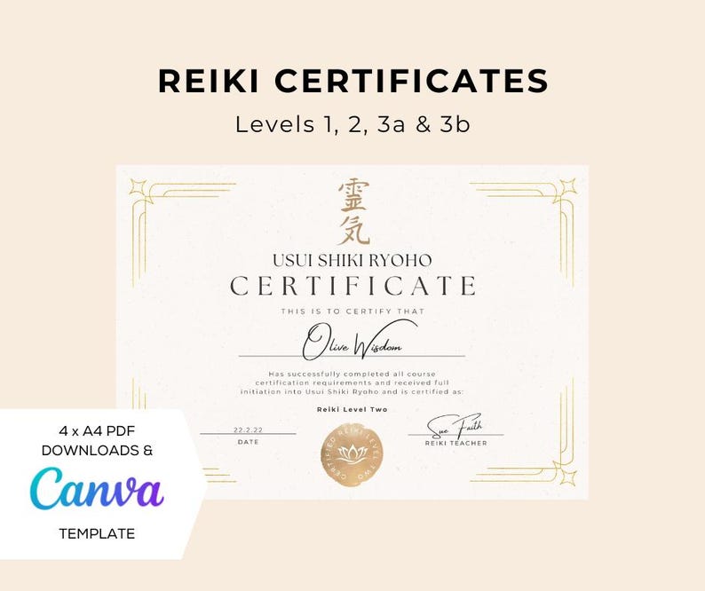 Printable Reiki Certification Bundle – Reiki Levels I, II and Master ...